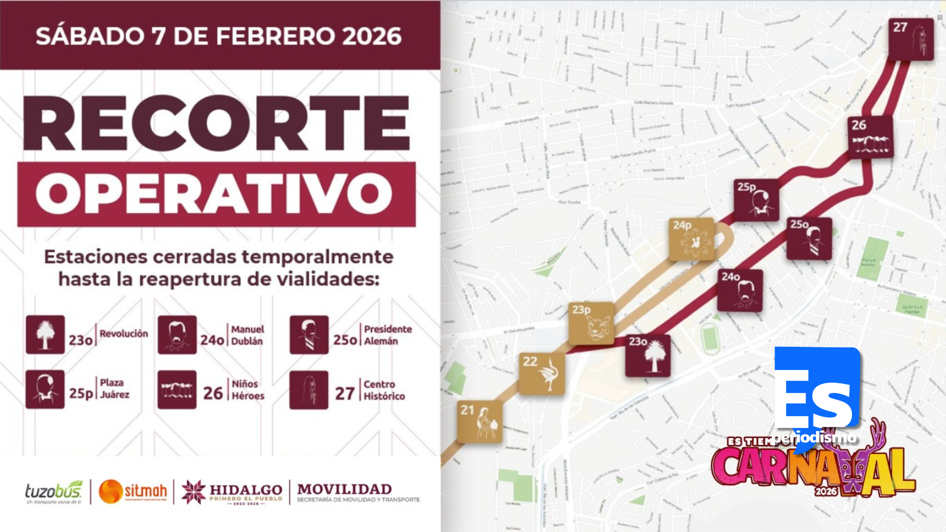 Recortes a recorridos del Tuzobús por el Carnaval en calles de Pachuca ...